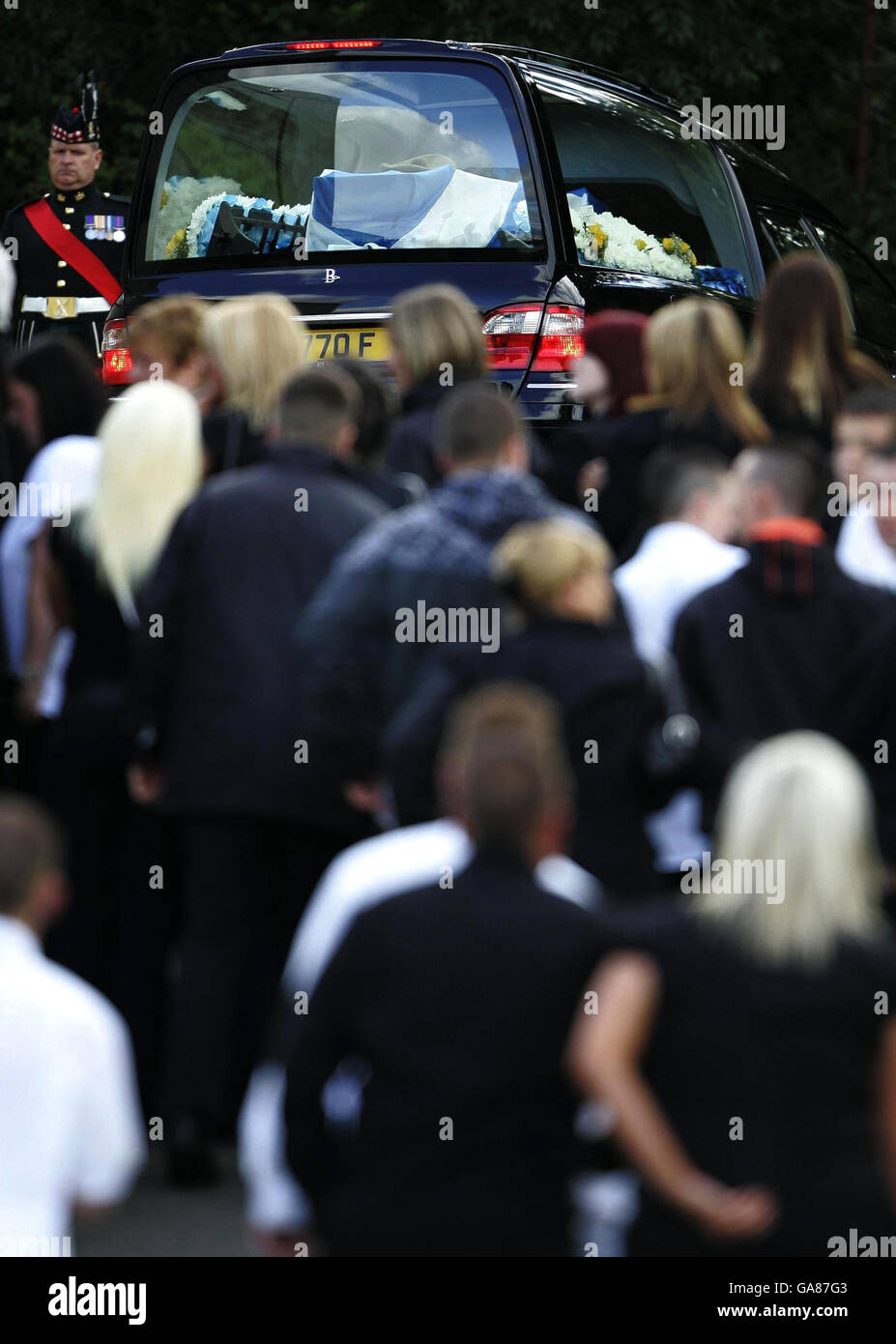 The coffin of Private Sean Tait of the Royal Regiment of Scotland, who ...