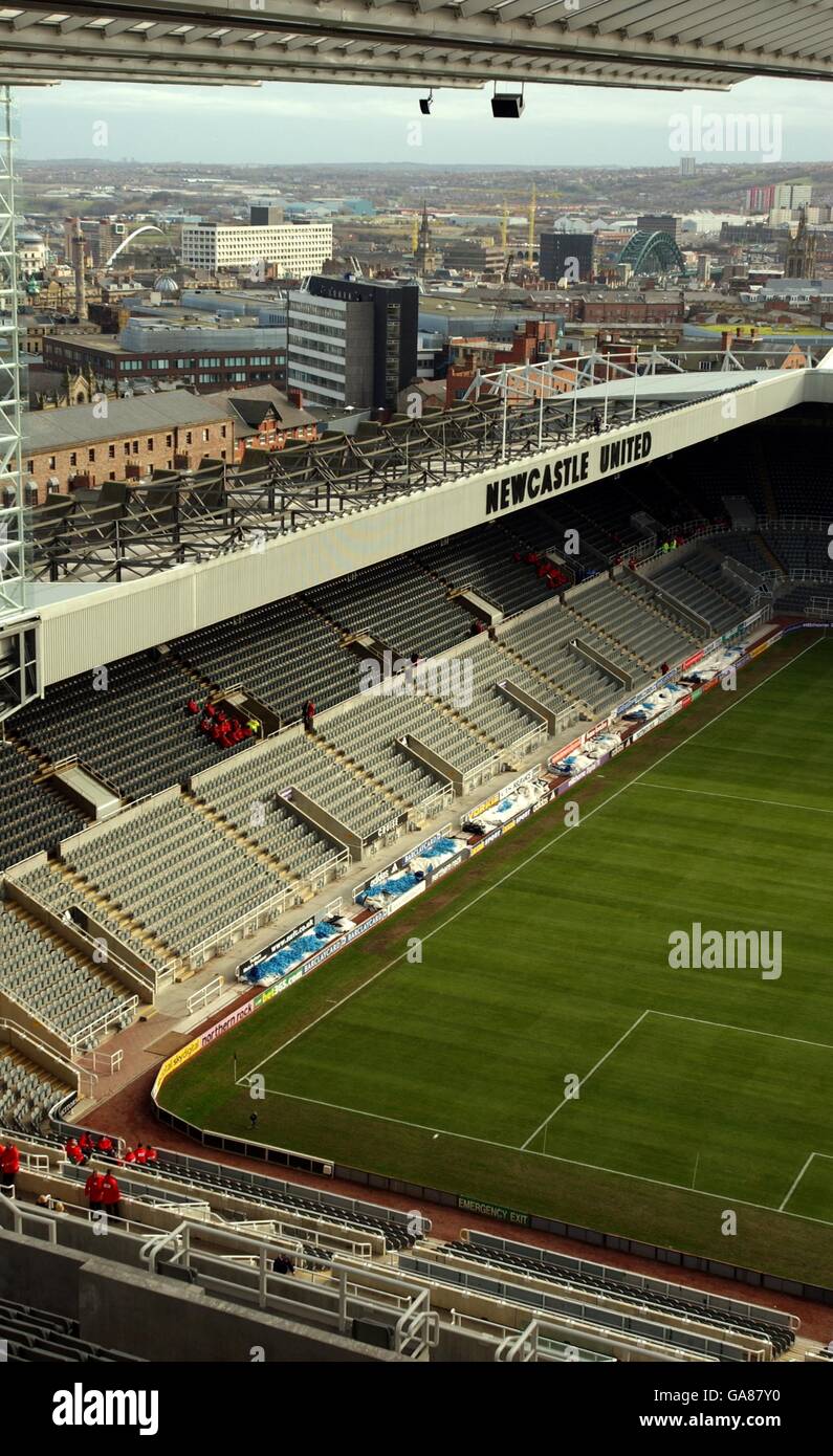 A view of St James Park stadium, home of Newcastle United from row Y of ...