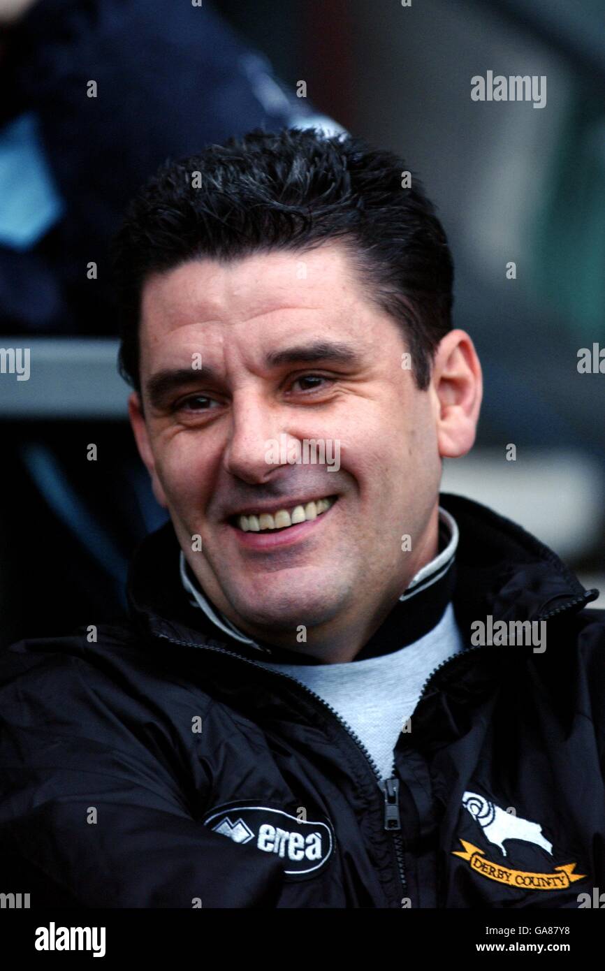Derby County's new manager John Gregory is all smiles before the start ...
