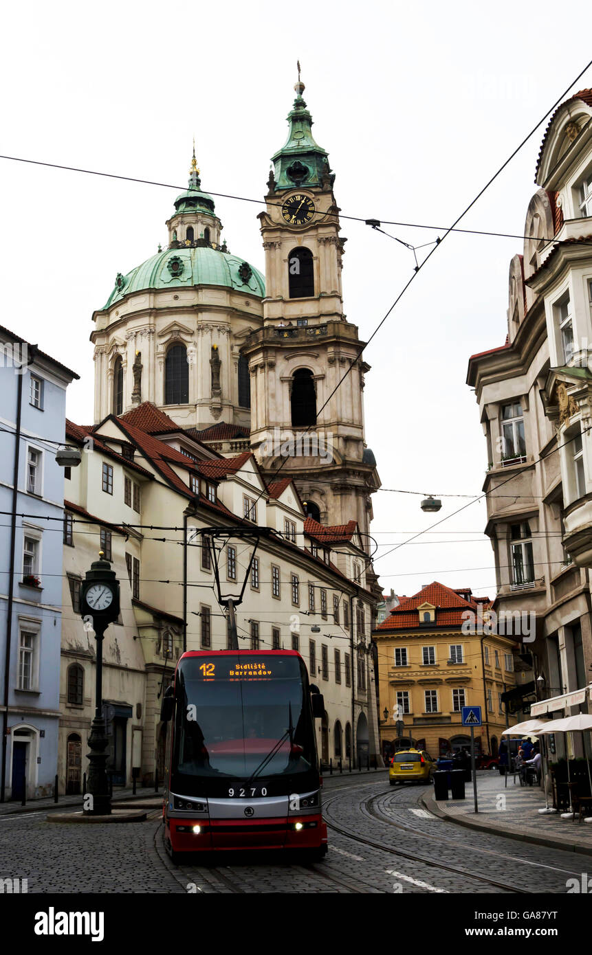 Modern tram near the centre of Prague (Praha) in the Czech Republic ...