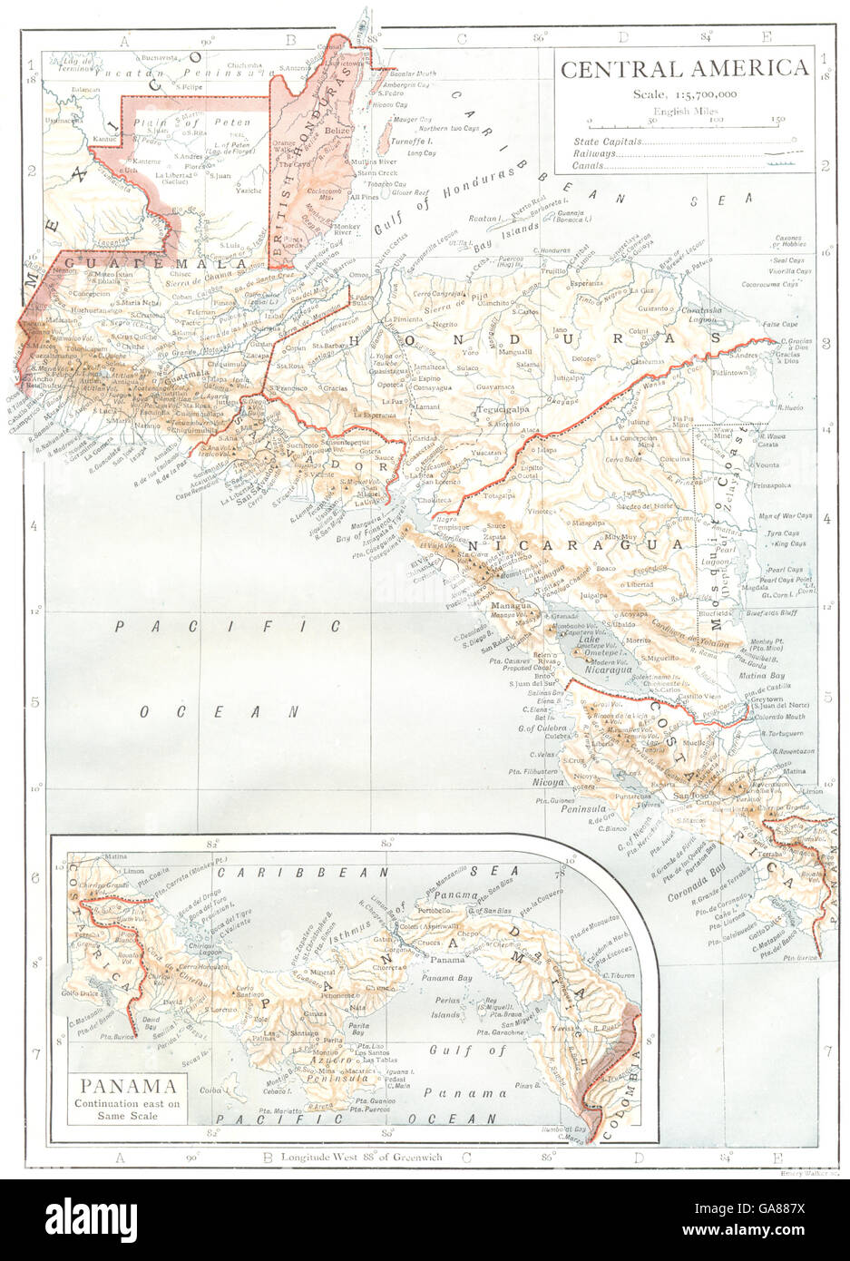 CENTRAL AMERICA:Honduras Panama Guatemala Belize Costa Rica El Salvador ...