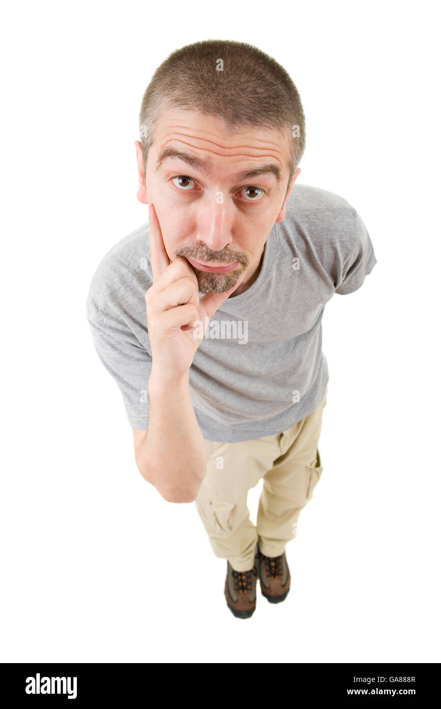 silly casual man full body in a white background Stock Photo - Alamy