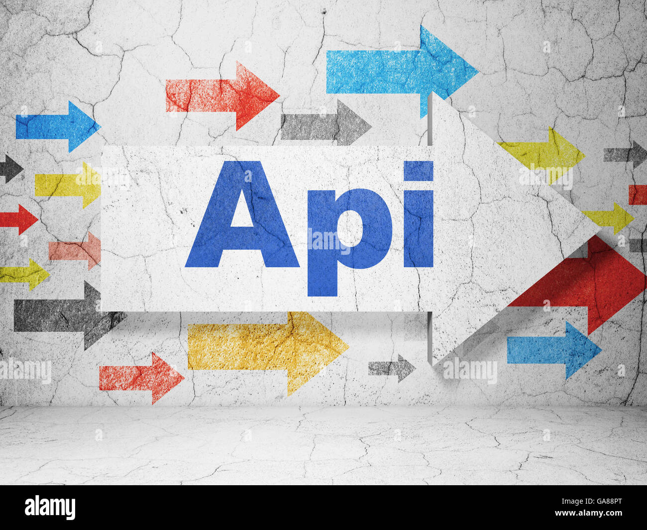 Database concept: arrow with Api on grunge wall background Stock Photo ...