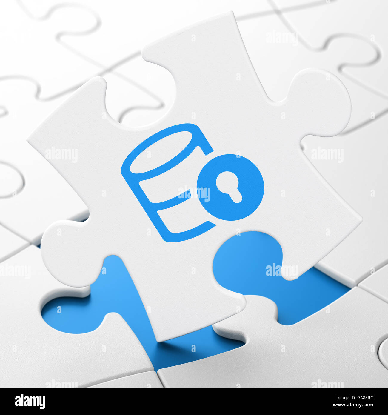 Programming concept: Database With Lock on puzzle background Stock ...