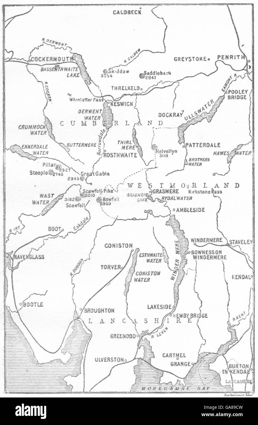 English lakes map Black and White Stock Photos & Images - Alamy