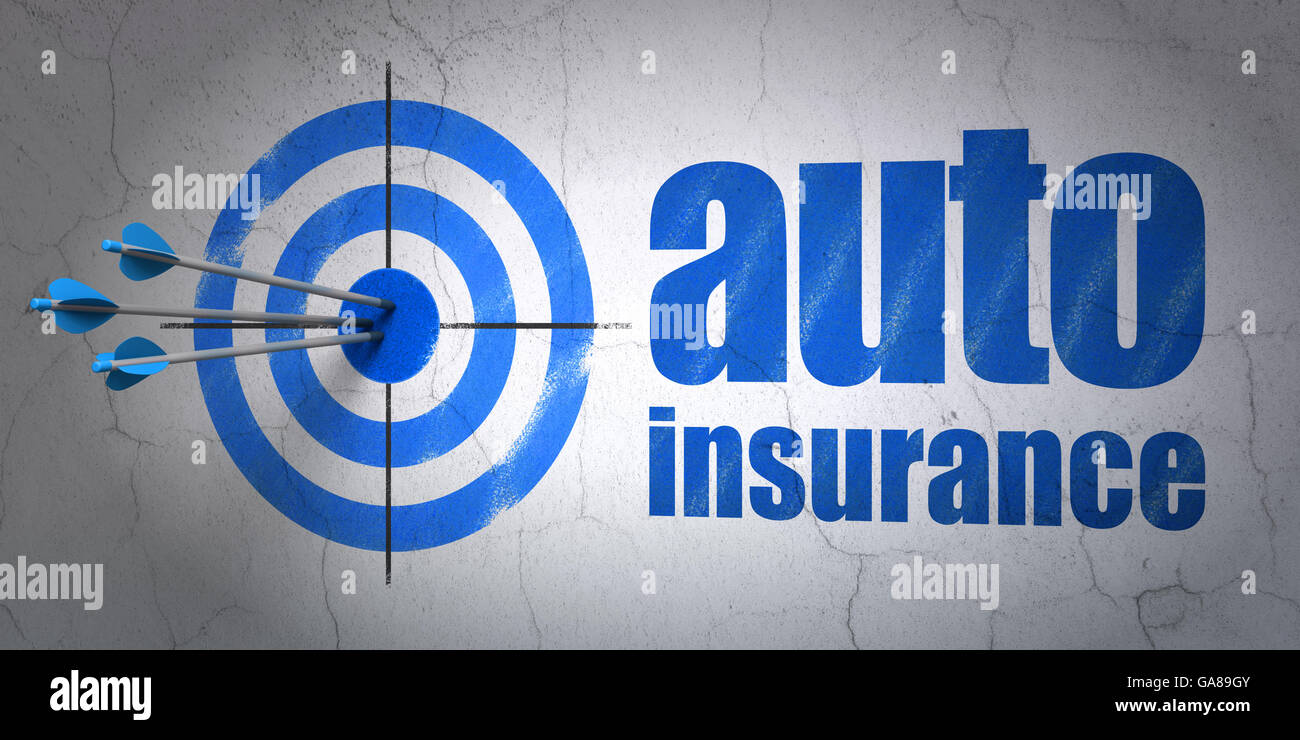 Insurance concept: target and Auto Insurance on wall background Stock ...
