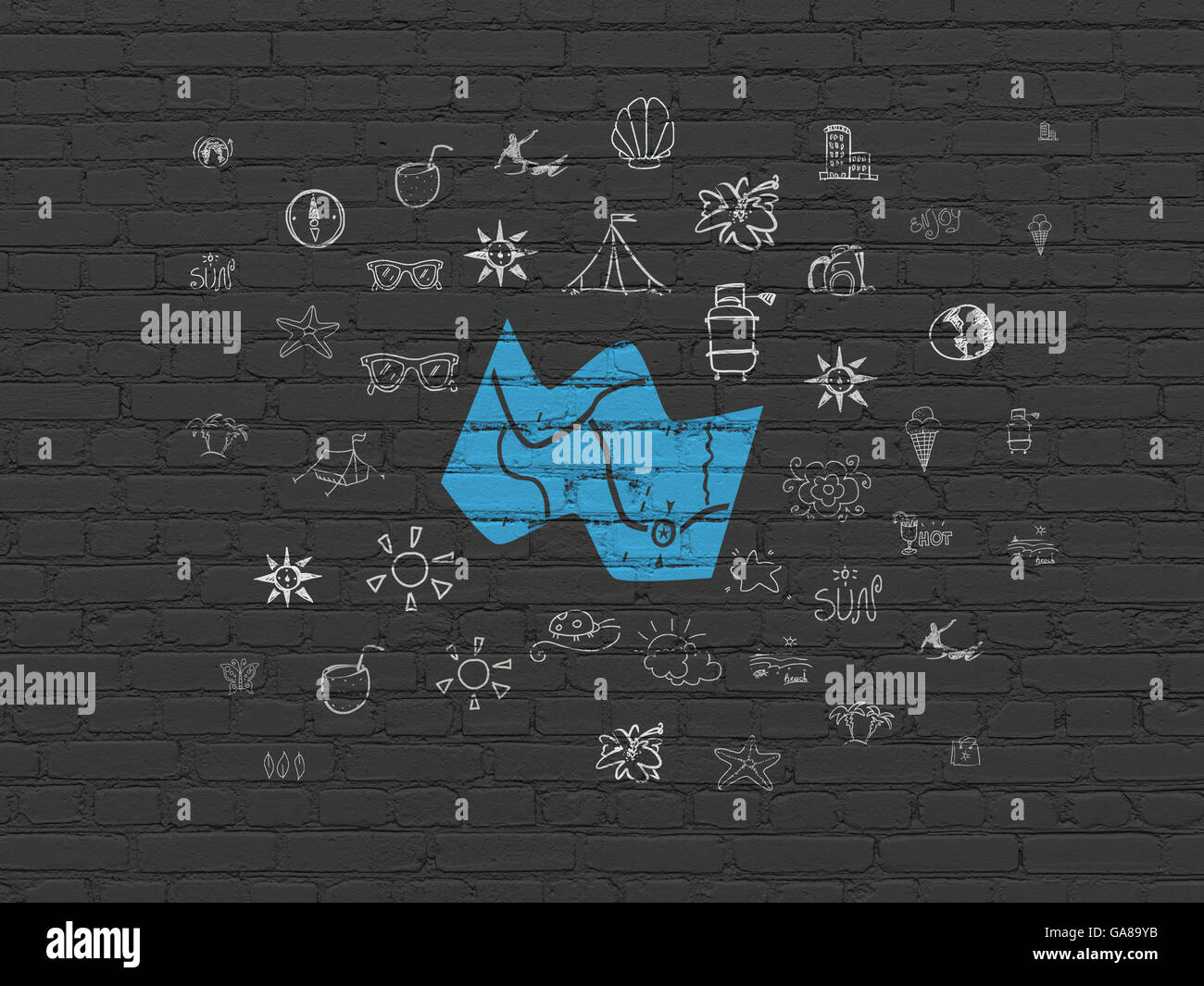 Travel concept: Map on wall background Stock Photo - Alamy