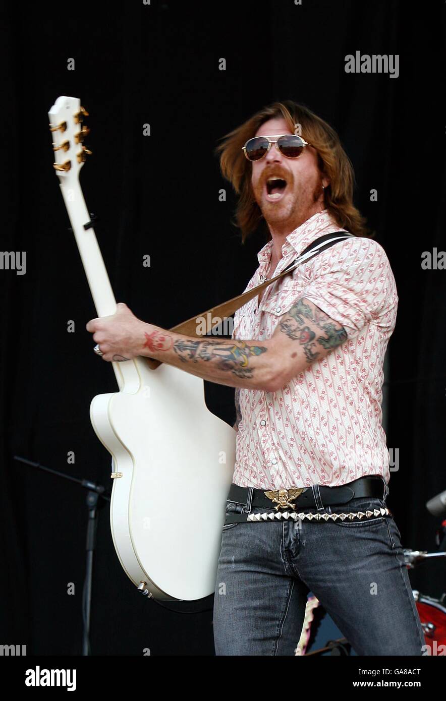 Jesse Hughes of Eagles of Death Metal performing on stage at the 2007 ...