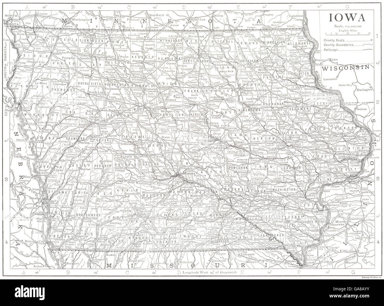 IOWA: Iowa, 1910 antique map Stock Photo - Alamy