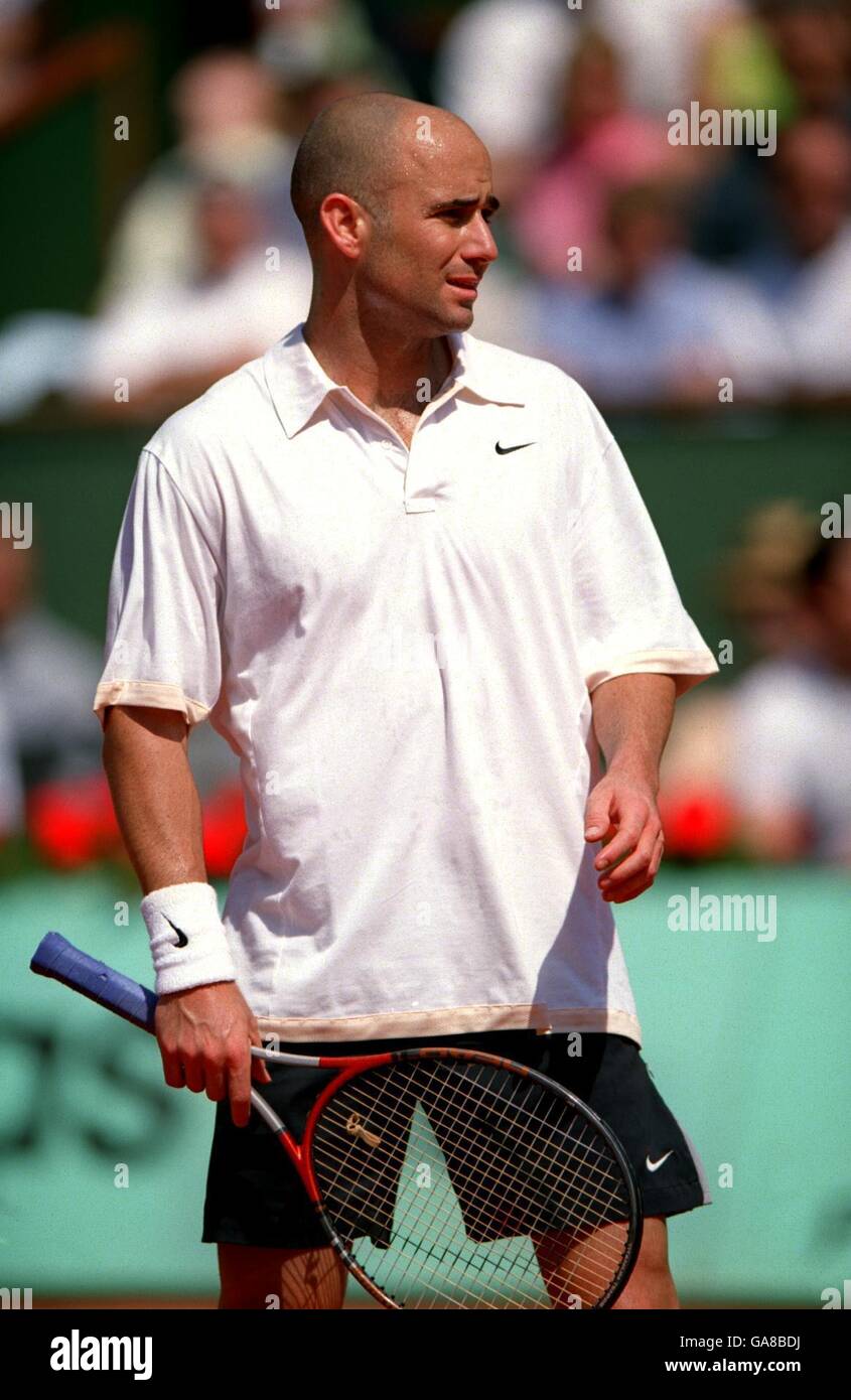 Tennis - French Open - Roland Garros. Andre Agassi during his match ...