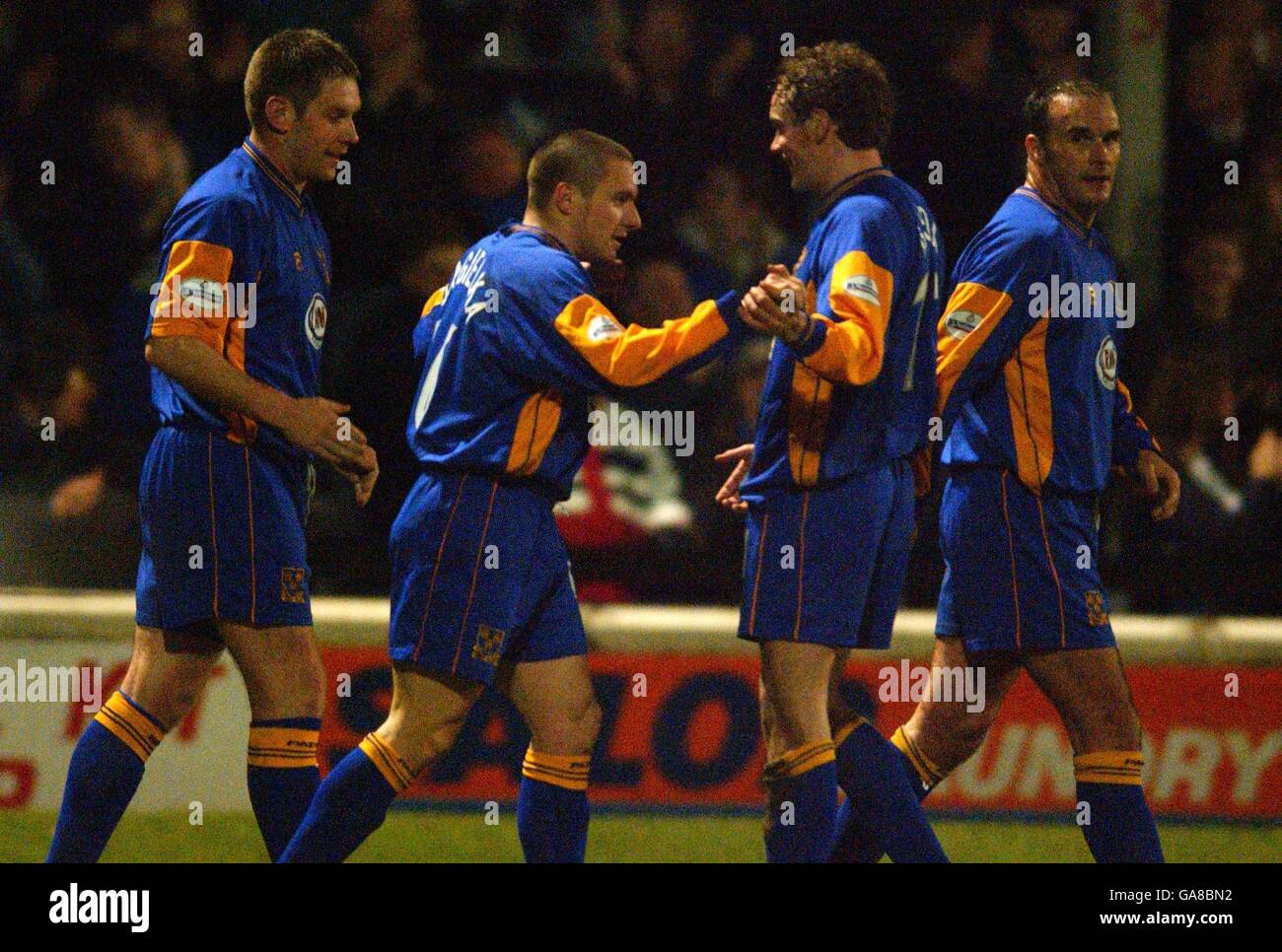 Shrewsbury Town's Tony Lormor, Steve Jagielka, Sam Aiston and Mark ...