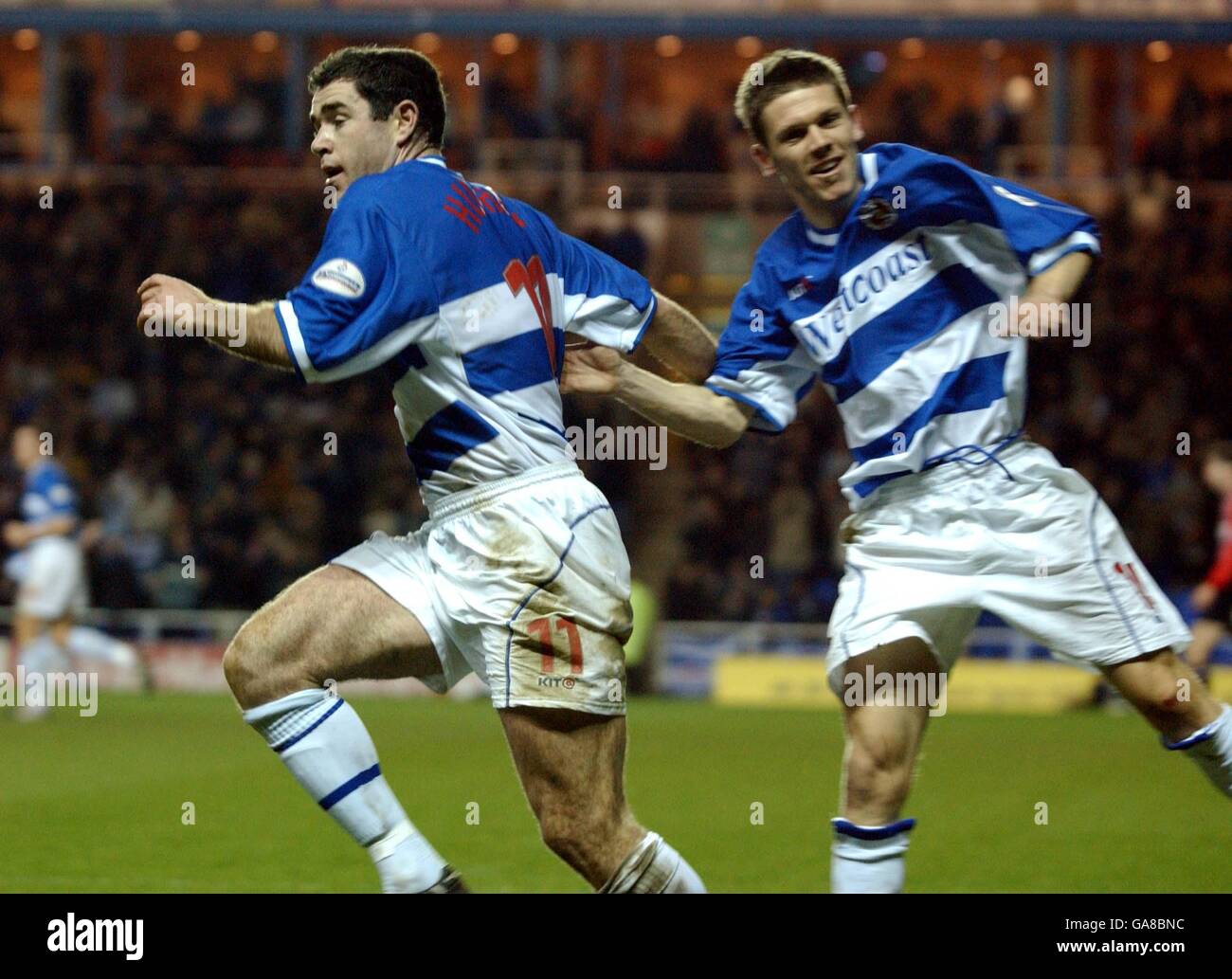 Reading's Andy Hughes celebrates with Sammy Igoe after scoring the ...
