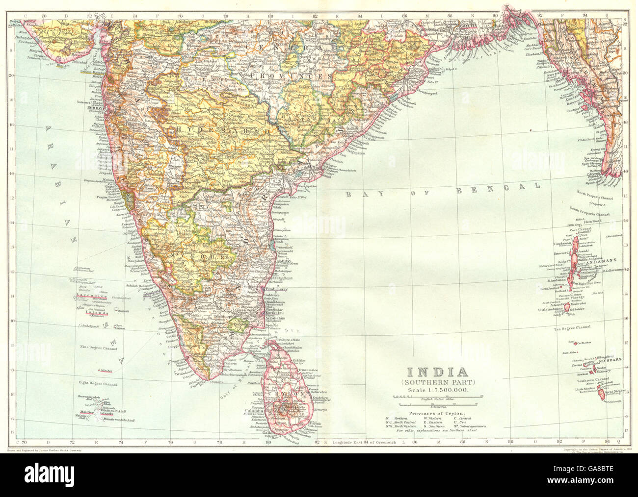 INDIA: India, 1910 antique map Stock Photo - Alamy