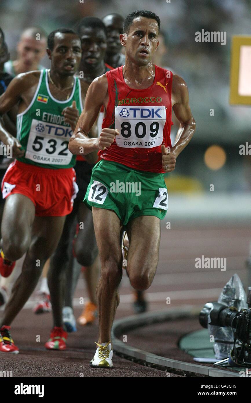 Moroccos ahmed baday 809 in action during the 5000 metres hi-res stock ...