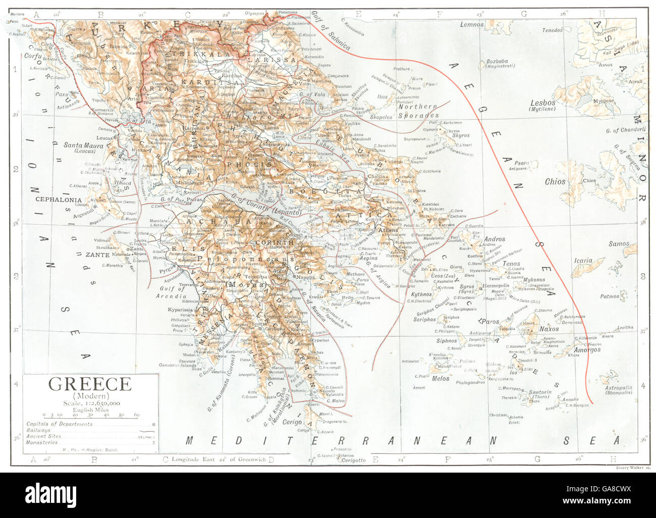 Map of greece 1910 hi-res stock photography and images - Alamy