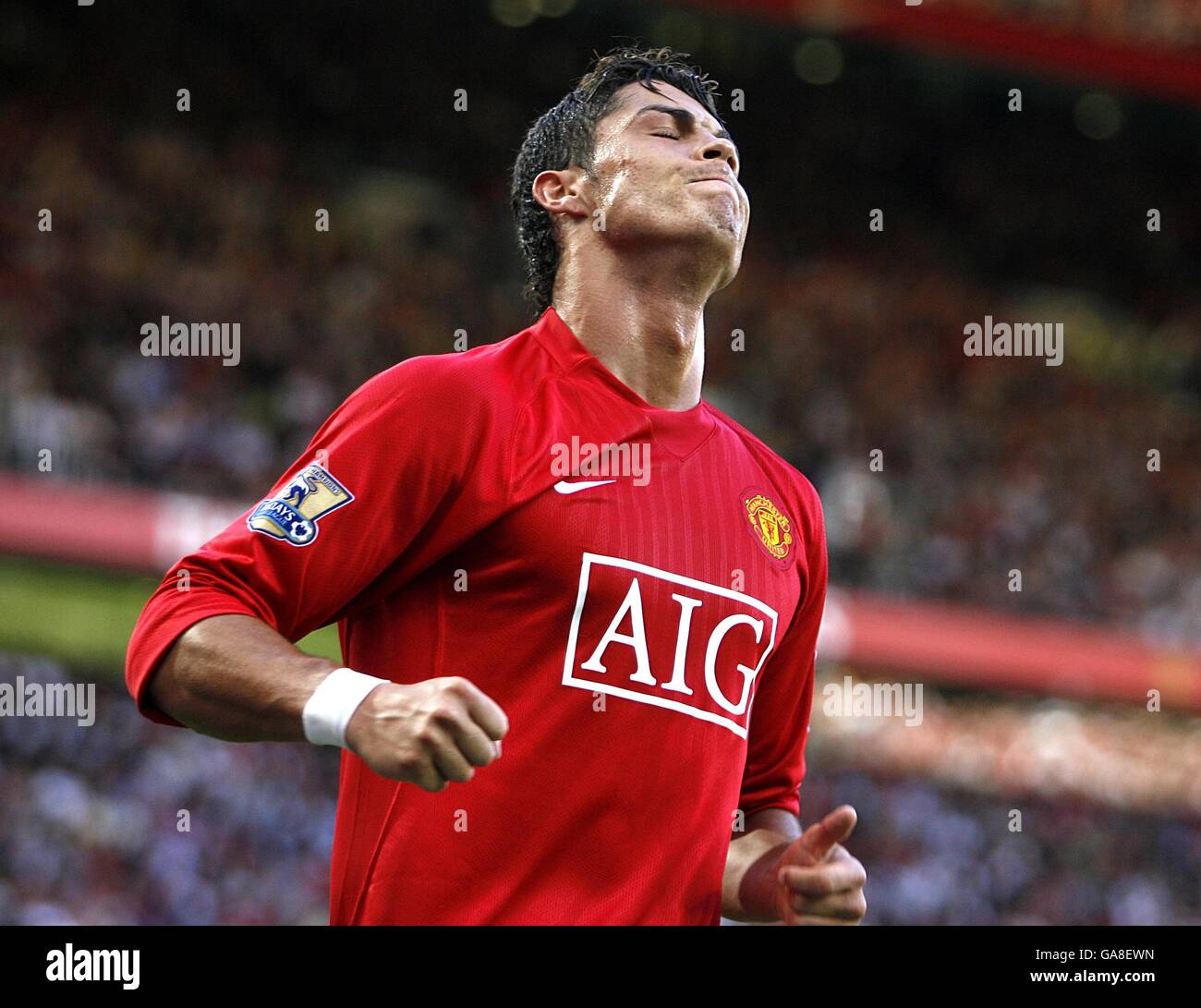 Manchester United's Cristiano Ronaldo shows his frustration after a ...