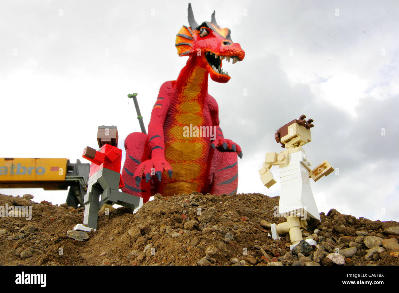 LEGO characters help out with the installation of 'Nidhogg', the red ...