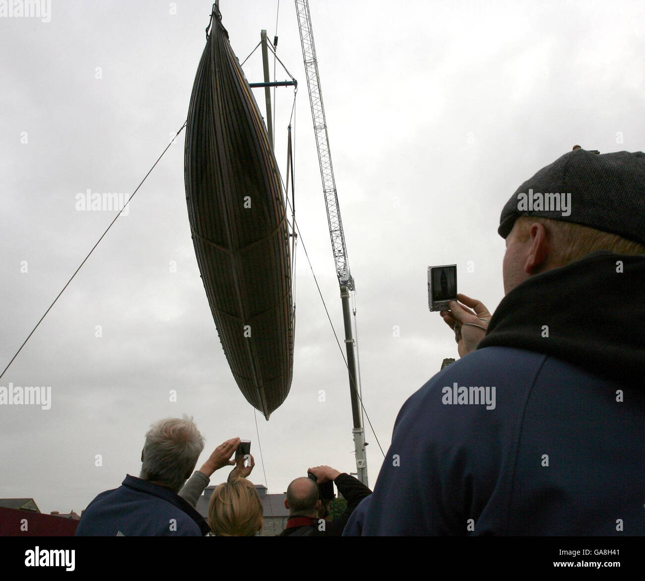 The Sea Stallion Viking Longship is lifted into Collins Barracks in ...