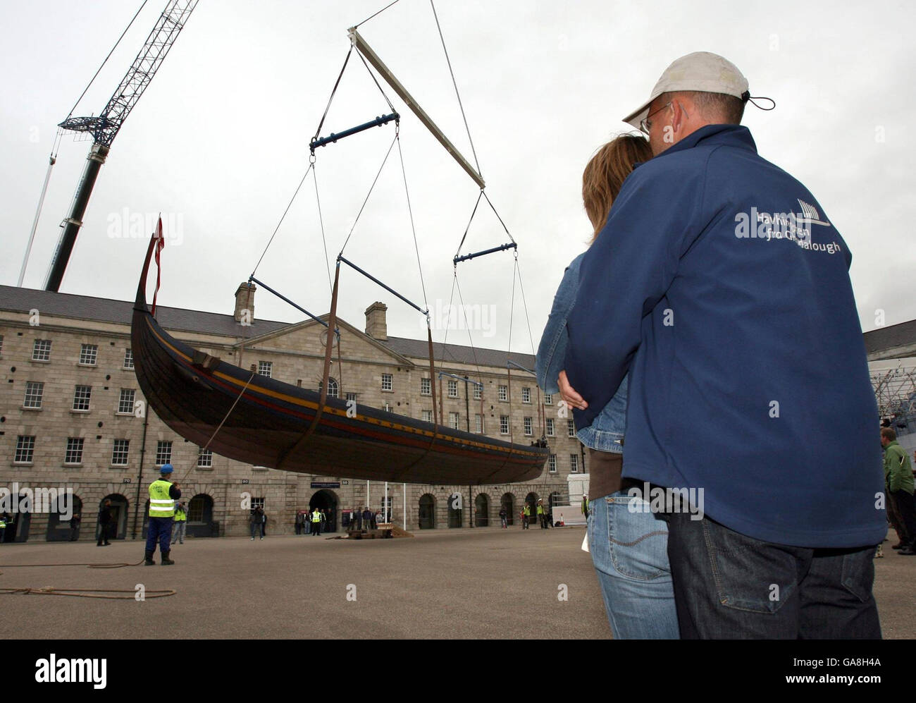 The Sea Stallion Viking Longship is lifted into Collins Barracks in ...