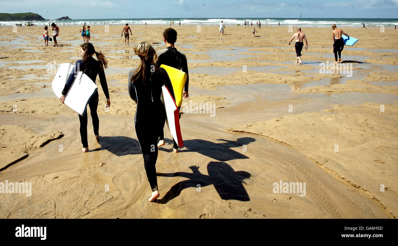 Surf school at Fistral Beach in Newquay Stock Photo - Alamy