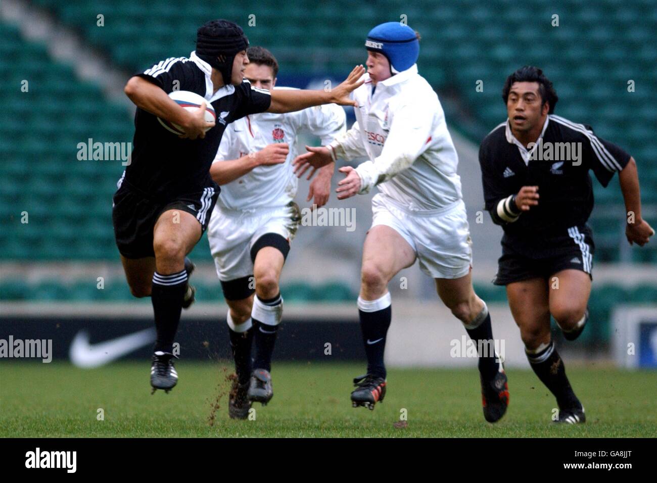 Rugby Union New Zealand U18 v England U18.. Benjamin Atiga breaks away ...
