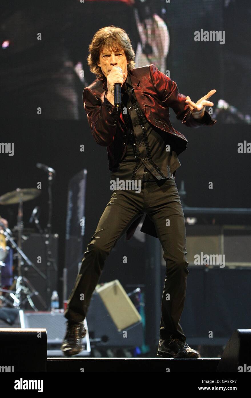 Mick Jagger on stage during The Rolling Stones performance at the O2 ...