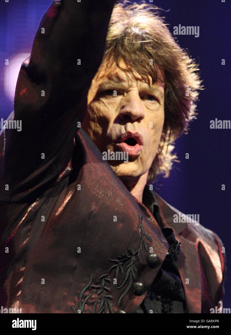 Mick Jagger on stage during The Rolling Stones performance at the O2 ...