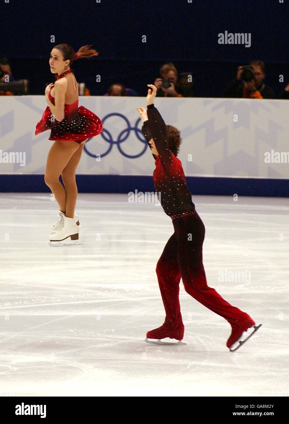 Italy's Michela Cobisi and partner Ruben de Pra in the pairs short ...