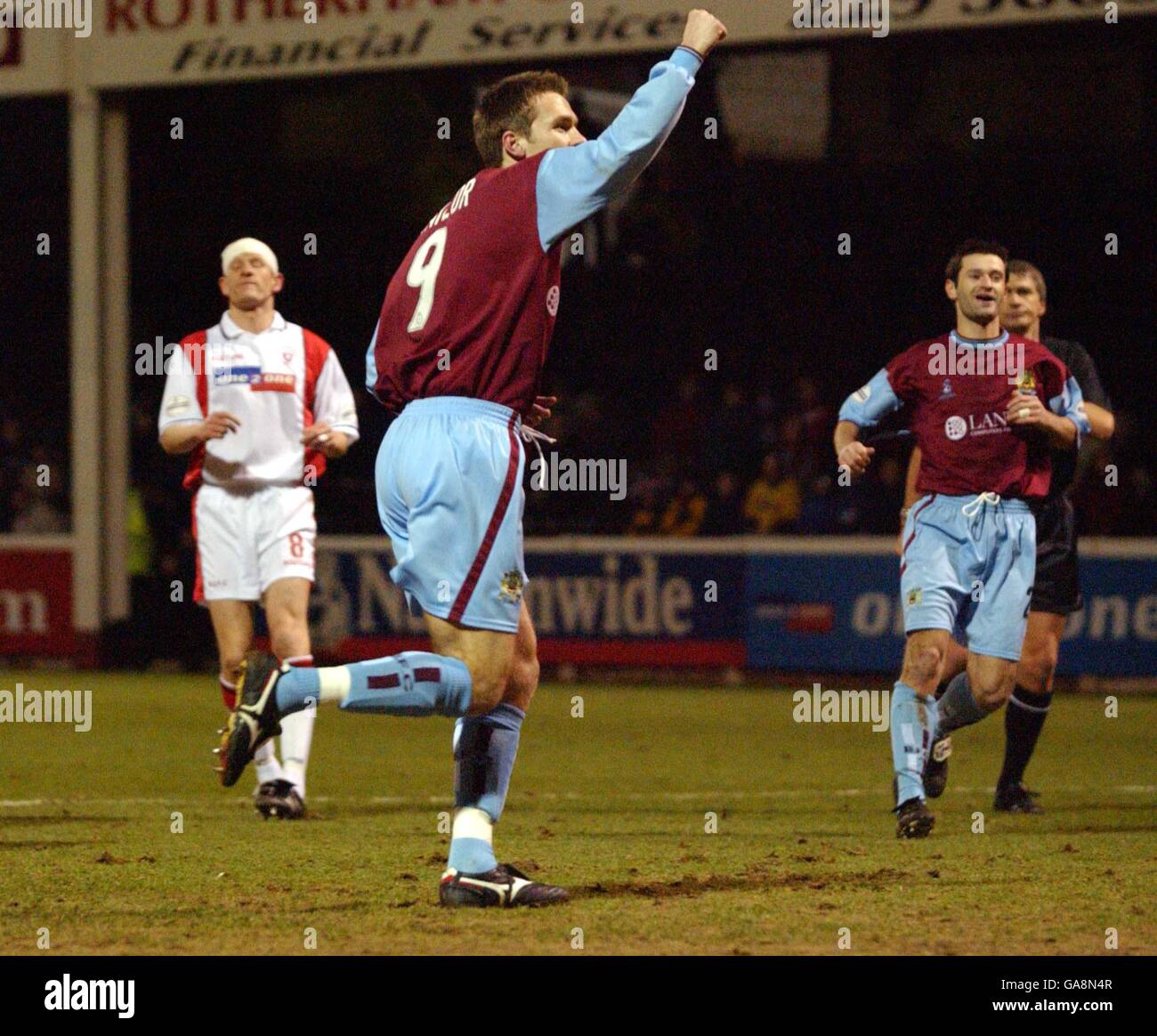 Burnley's Gareth Taylor celebrates his penalty against Rotherham United ...