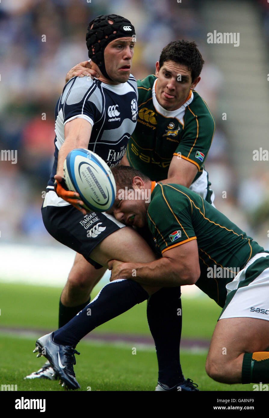Scotlands Simon Webster South Africas Gary Botha Jaque Fourie High Scotlands Simon Webster South Africas Gary Botha Jaque Fourie High