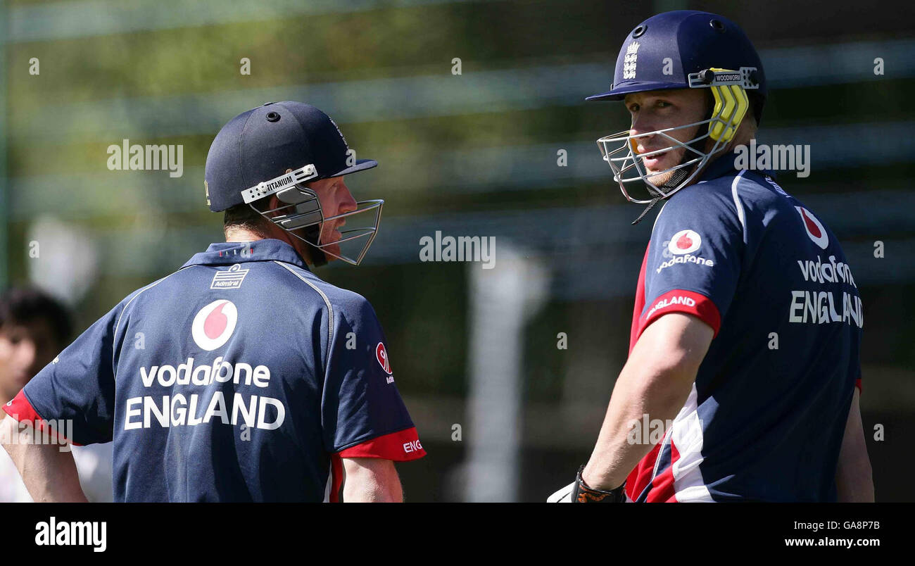 Englands paul collingwood andrew flintoff during training session at ...