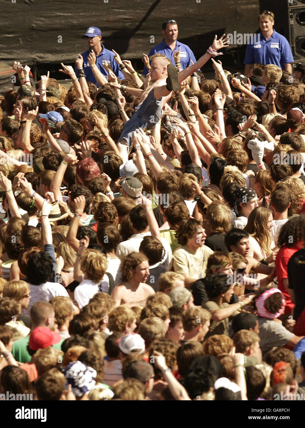 Carling Reading Festival 2007. A crowd surfer at the 2007 Carling ...