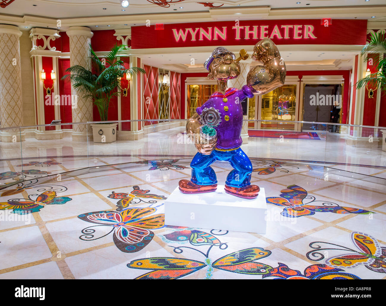 The Jeff Koons Popeye Sculpture display at the Wynn Hotel in Las Vegas ...