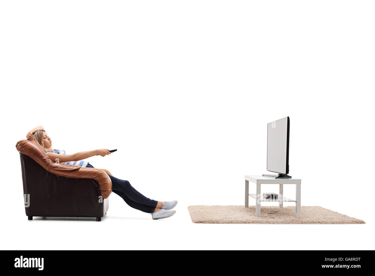 Lazy person watching tv Cut Out Stock Images & Pictures - Alamy