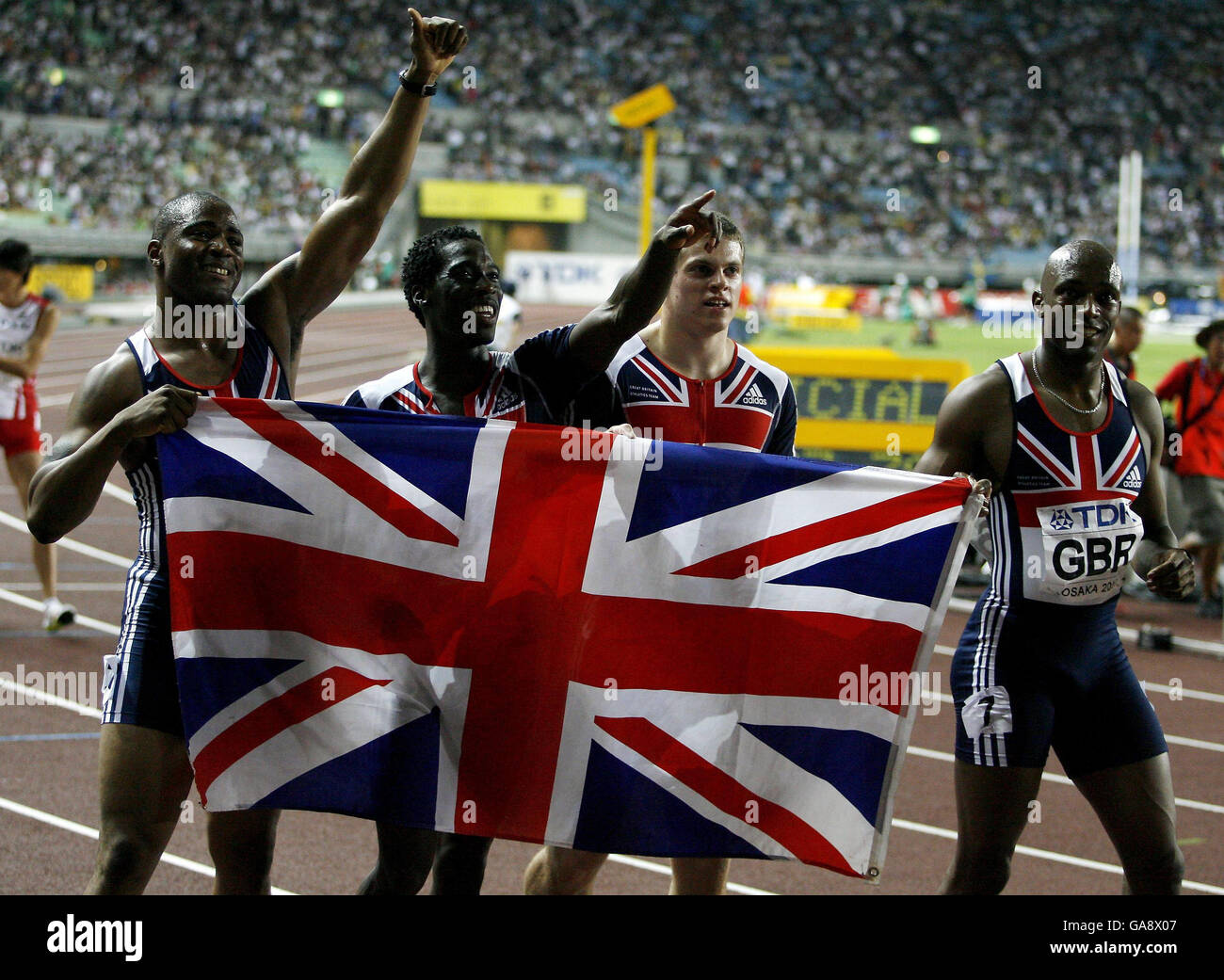 The Great Britain relay team (left to right) Mark Lewis-Francis ...