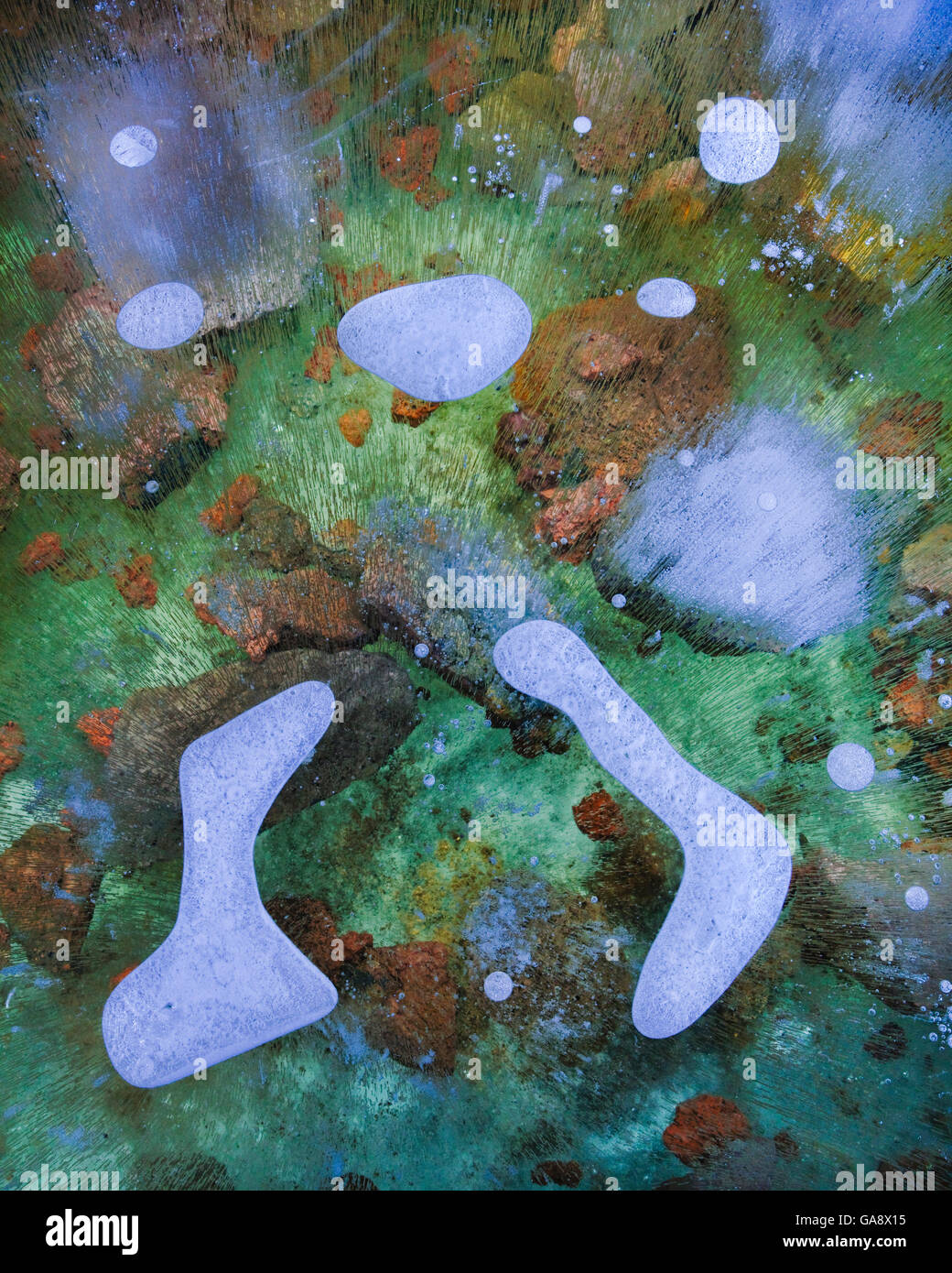 A colorful explosion of rocks embedded in three feet of permanent cave ...