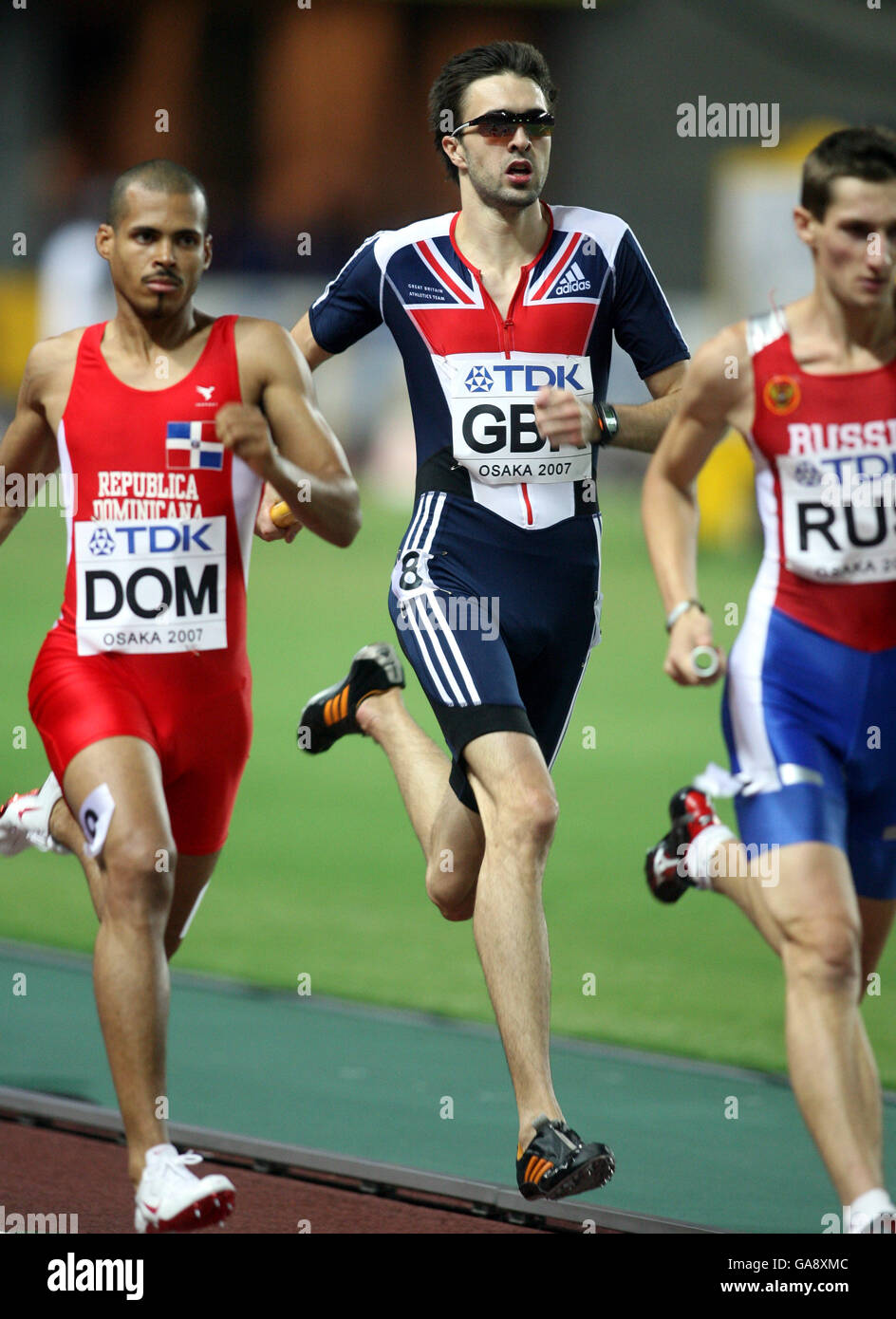 Great Britain's Martyn Rooney runs the fourth leg of the Men's 4x400m ...