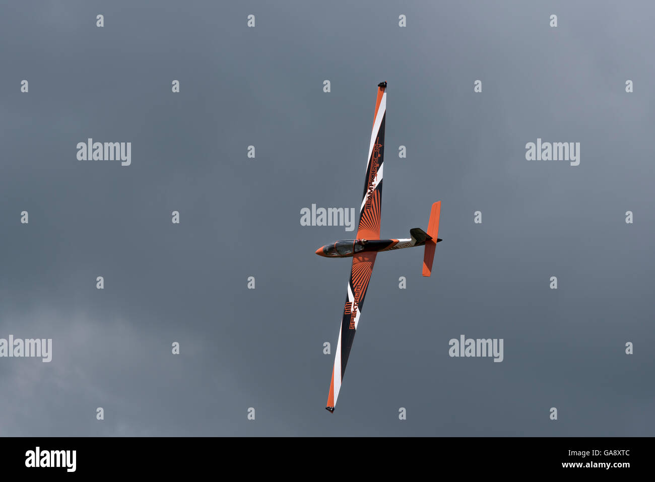 50% Fox jet powered glider gliding in tight turn against gray sky Wings ...