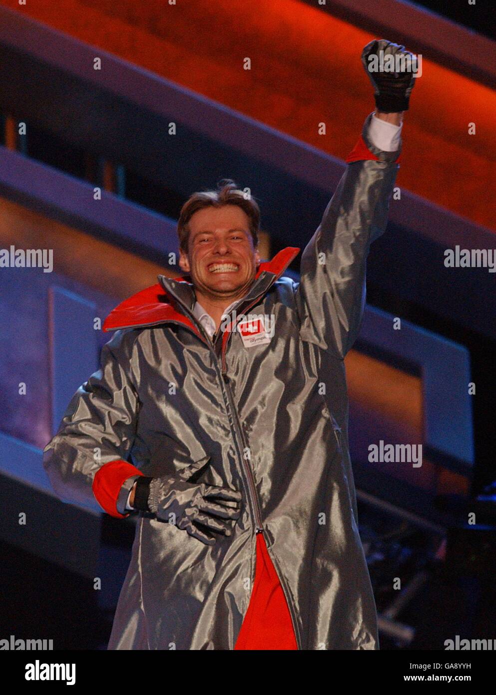 Switzerlands gregor staehli celebrates winning the bronze medal hi-res ...