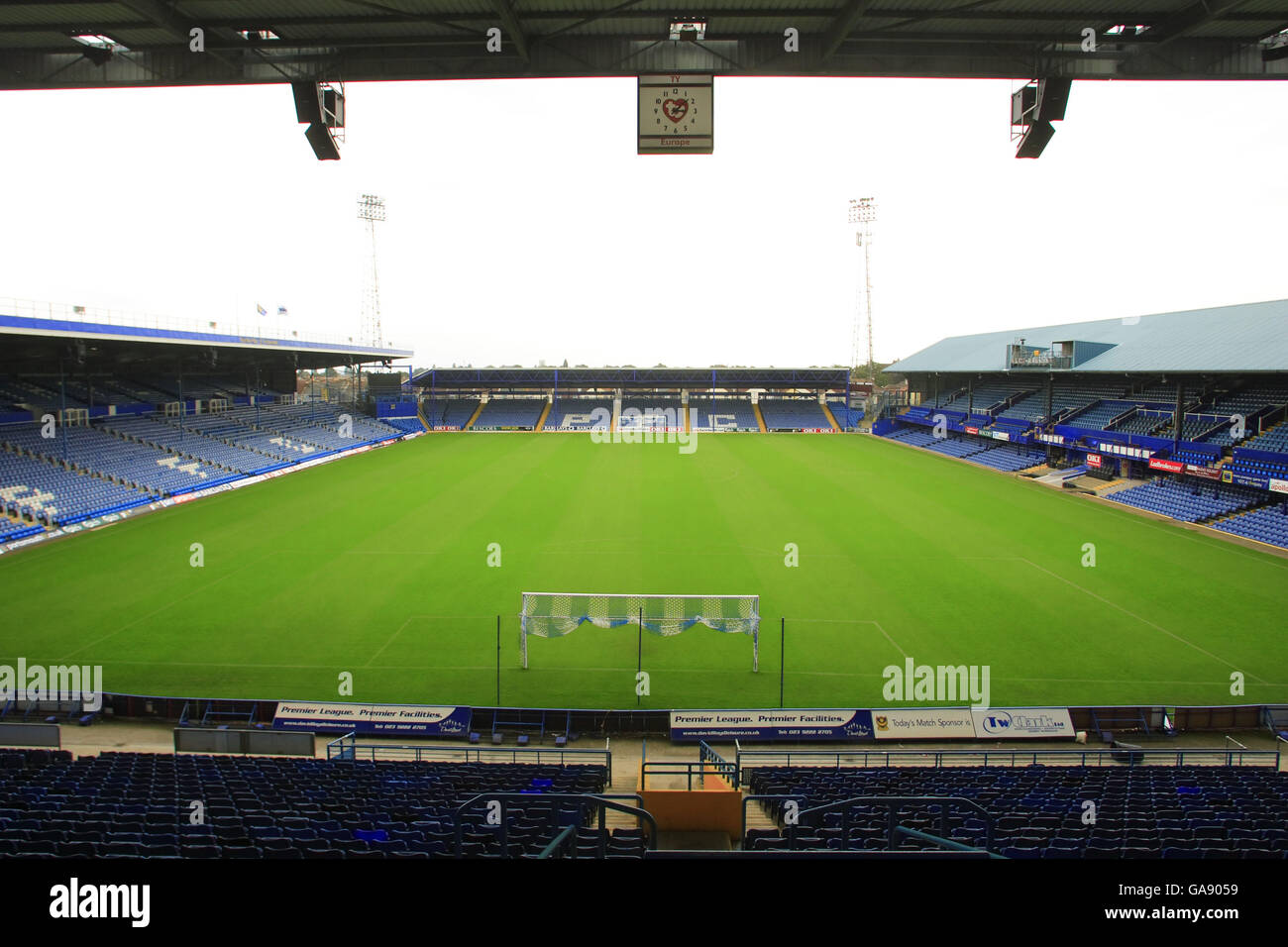 A general view of the pitch at fratton park hi-res stock photography ...