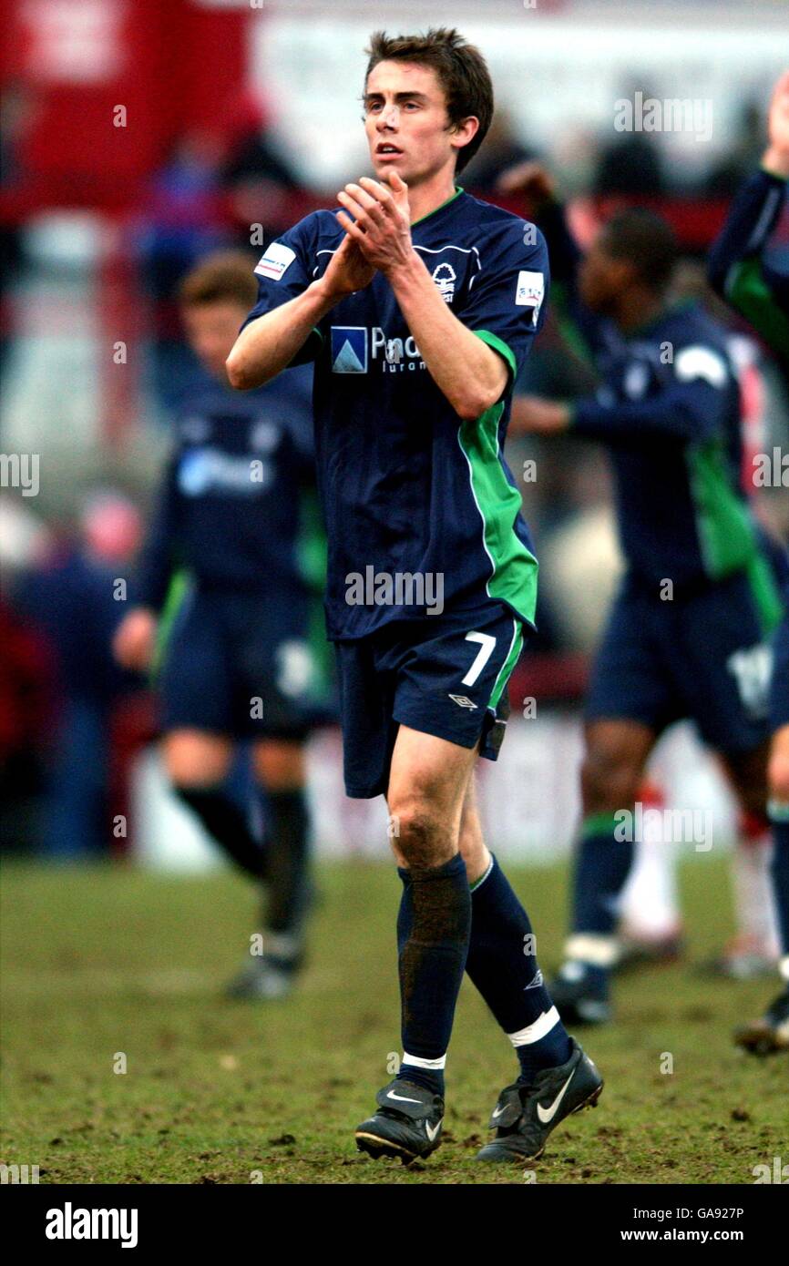 Nottingham forests david prutton celebrates at the final whistle hi-res ...