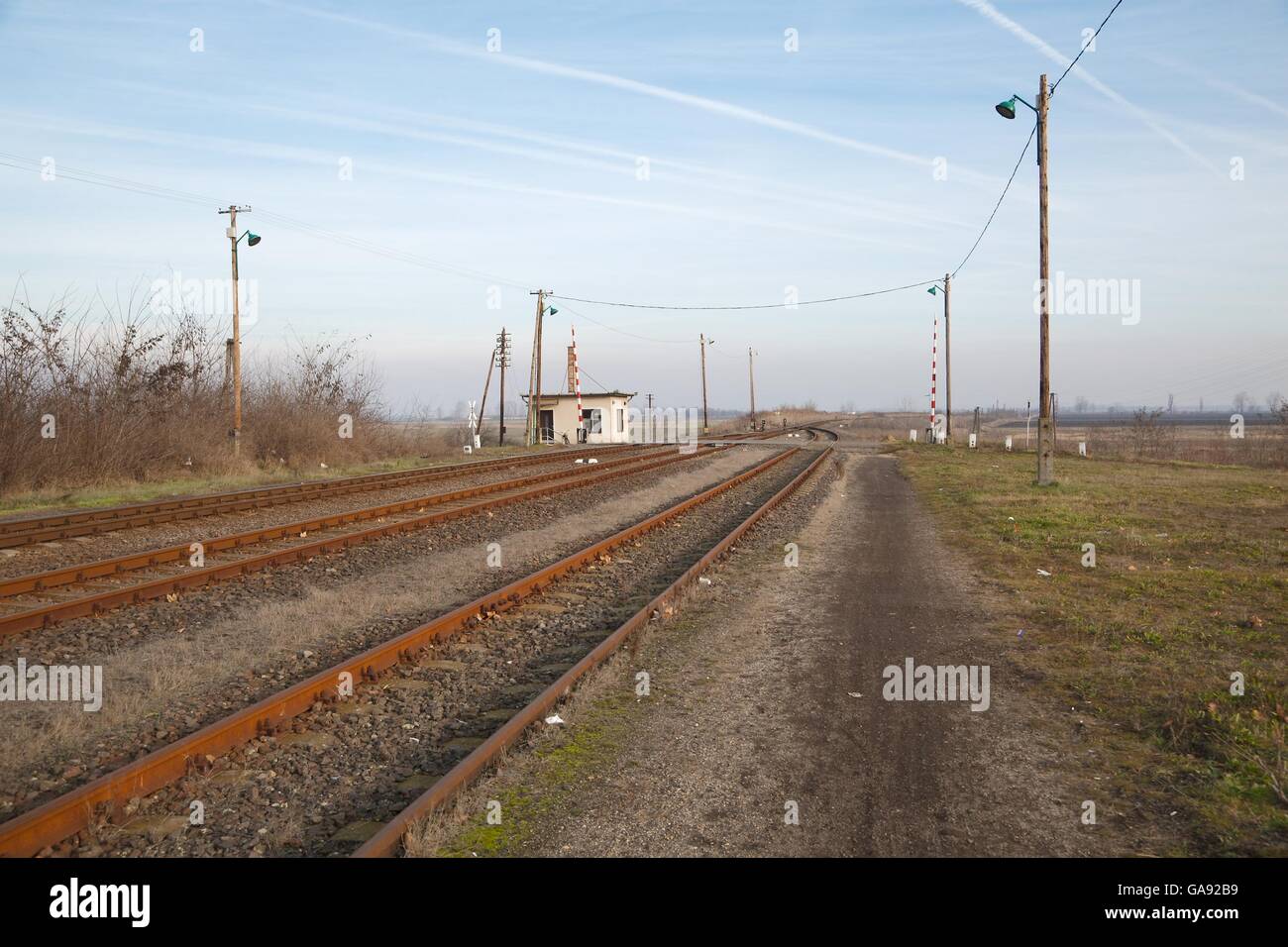 Railroad in rural area Stock Photo - Alamy