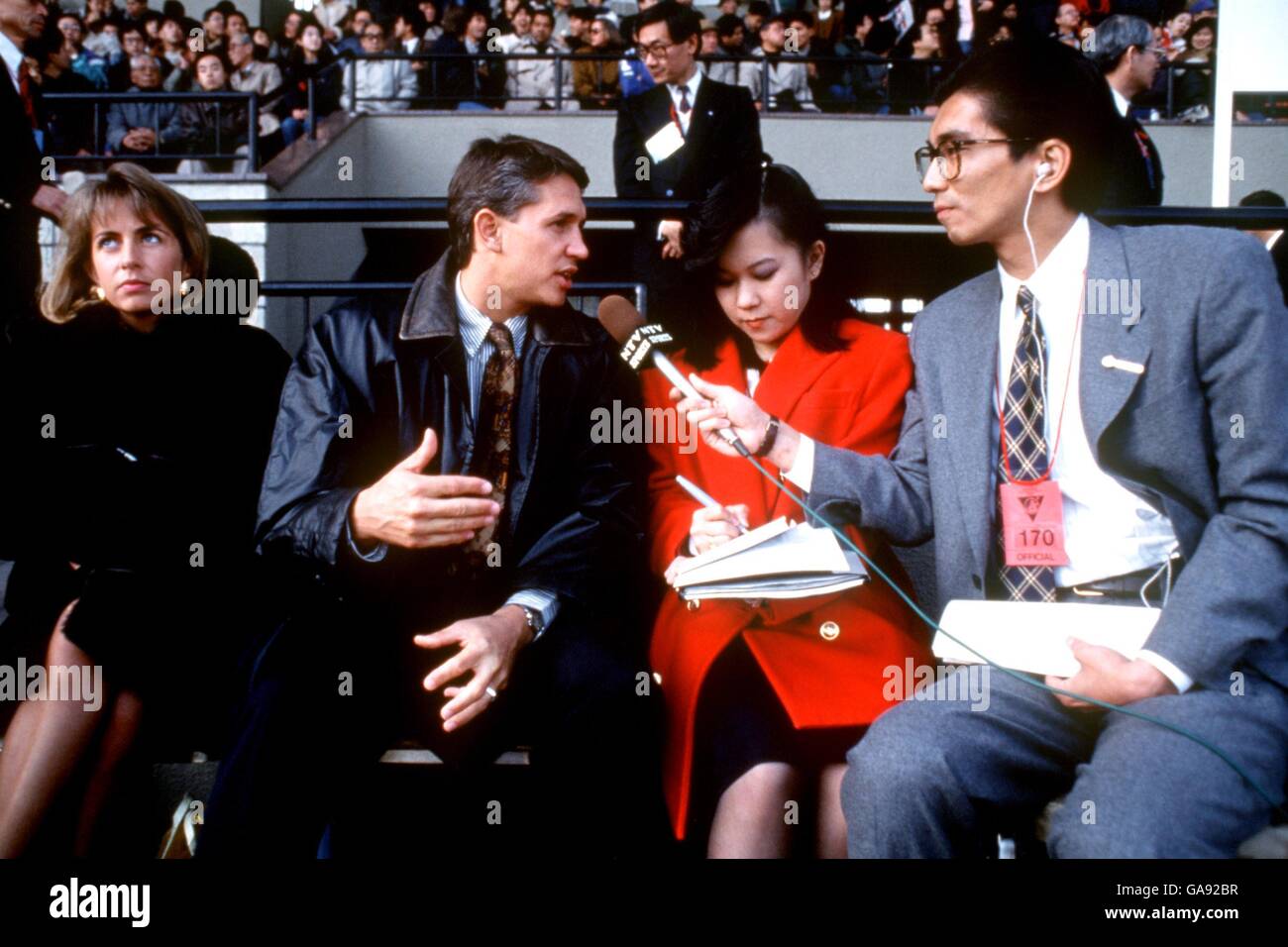 TOYOTA CUP PR 827 SOCCER. GARY LINEKER IS INTERVIEWED BY A JAPANESE TV ...