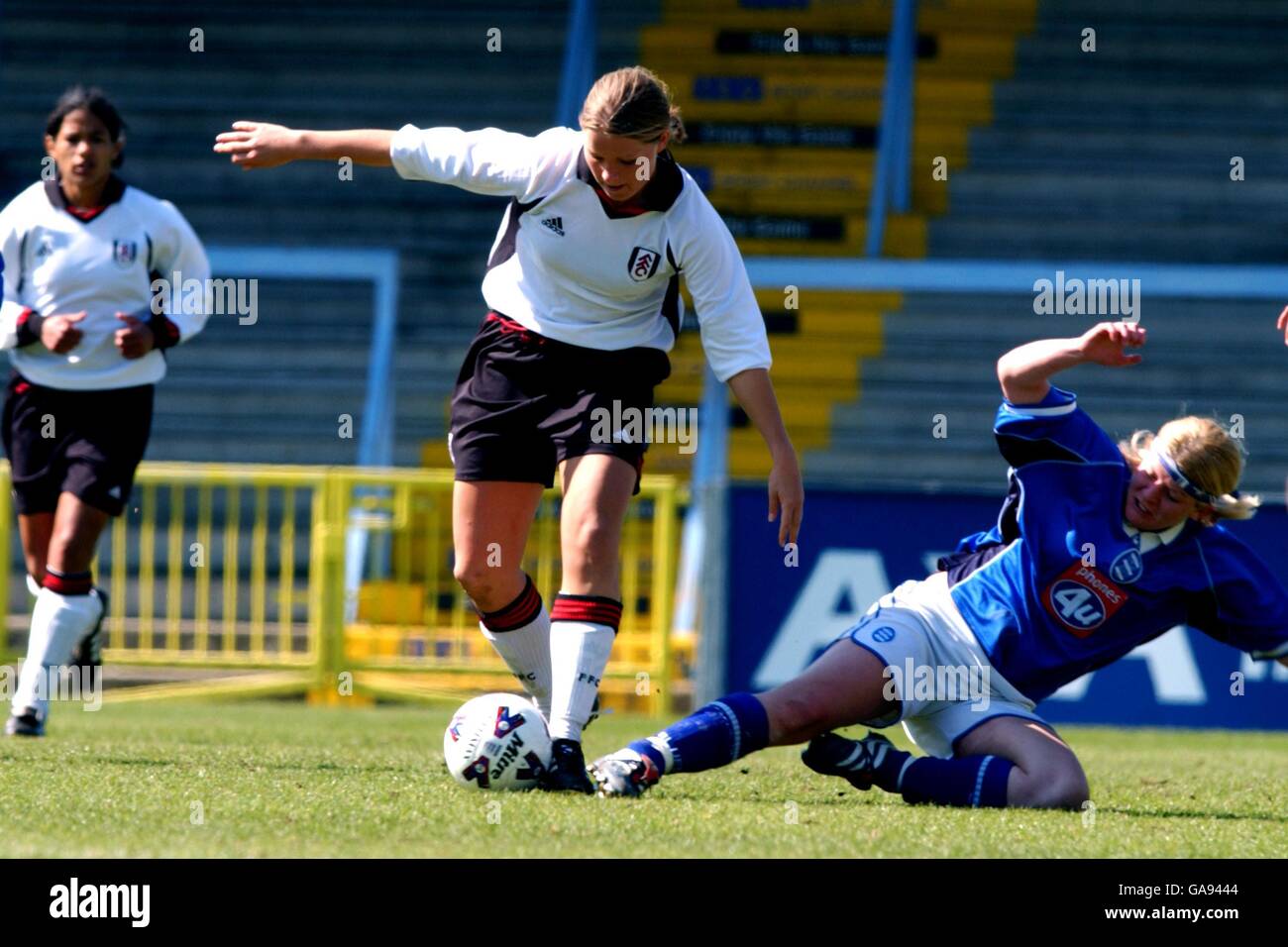 Birmingham City's Claire Ramsdale (r) slides in on Fulham's Rachel ...