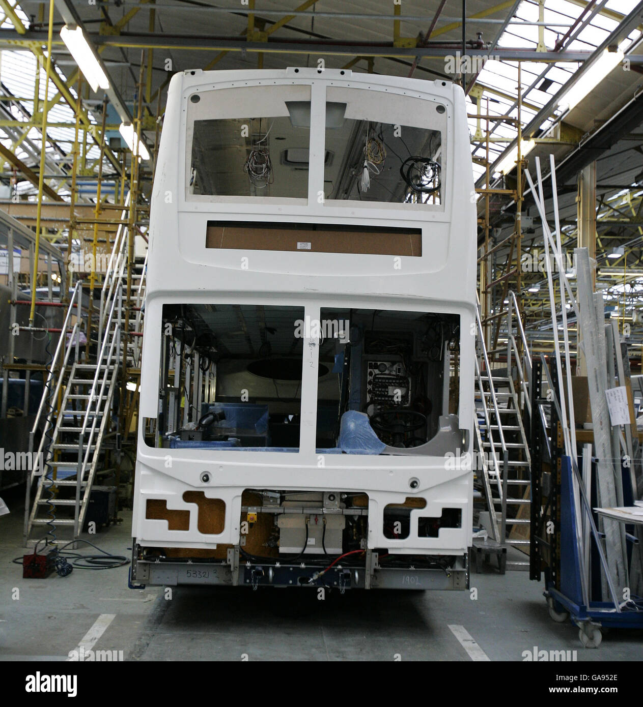 A general view of the production line at Alexander Dennis bus Factory ...