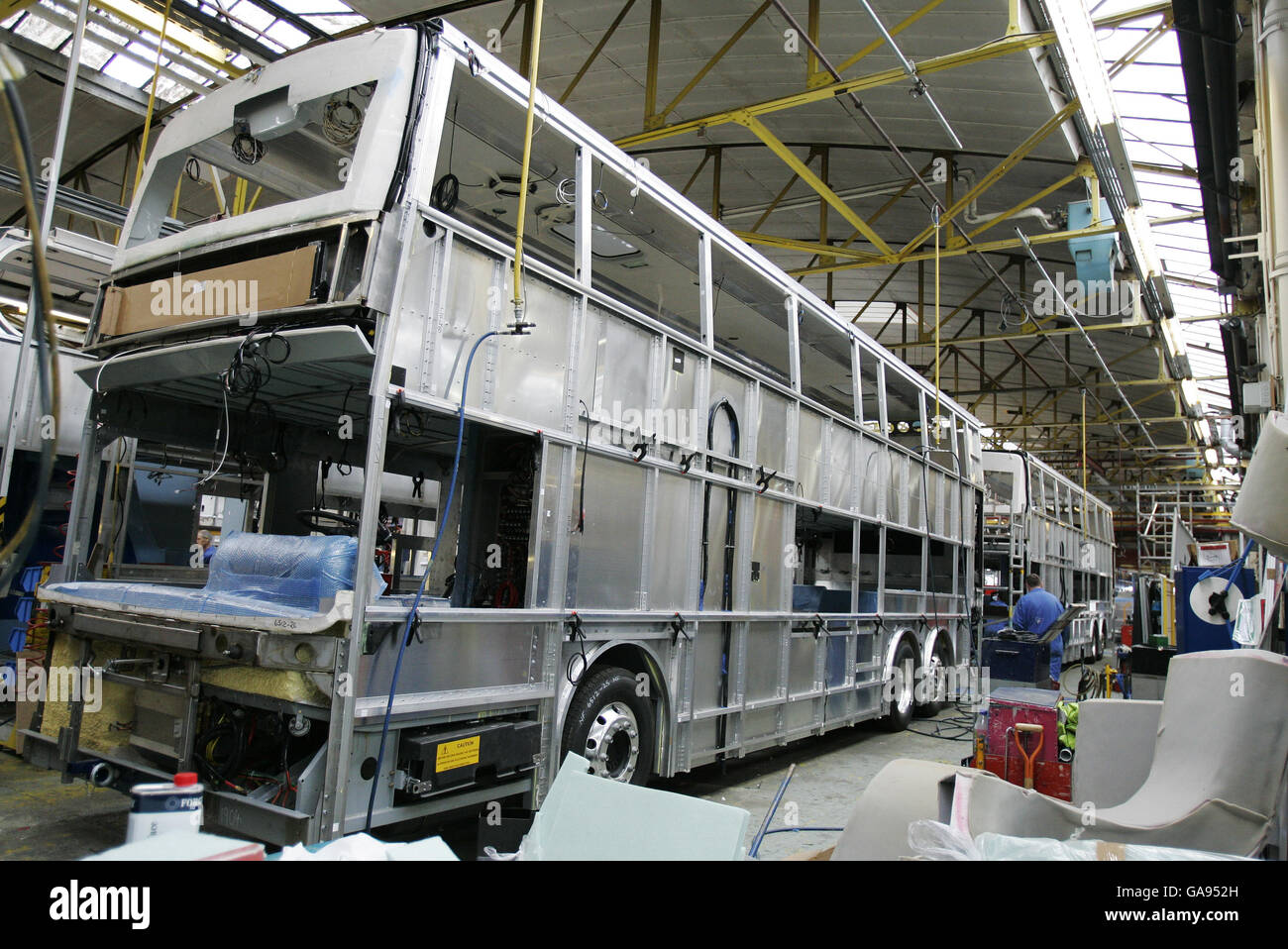A general view of the production line at Alexander Dennis bus Factory ...