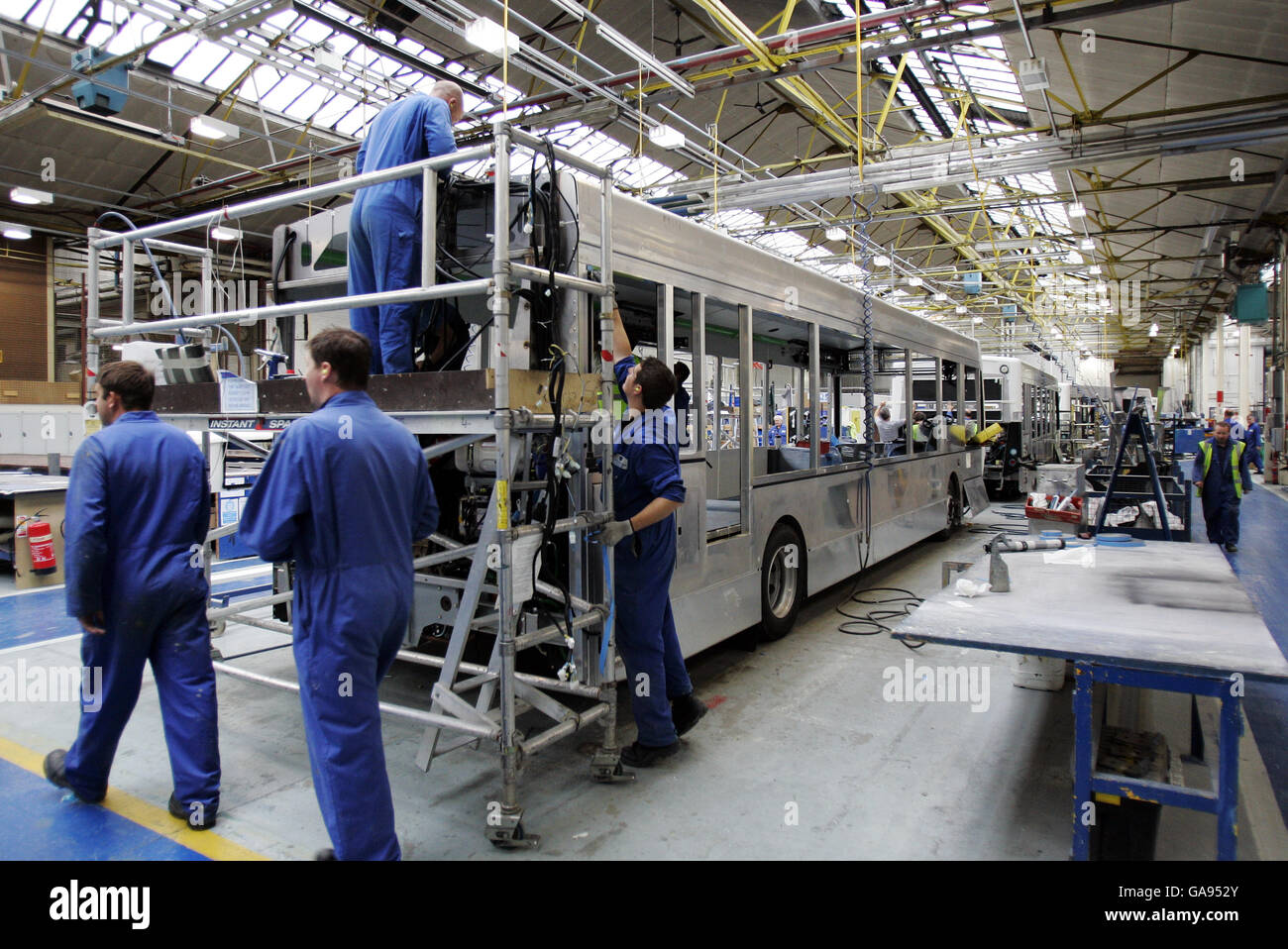 A general view of the production line at Alexander Dennis bus Factory ...