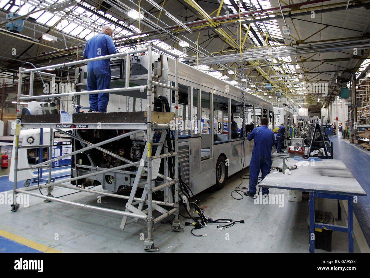 A general view of the production line at Alexander Dennis bus Factory ...