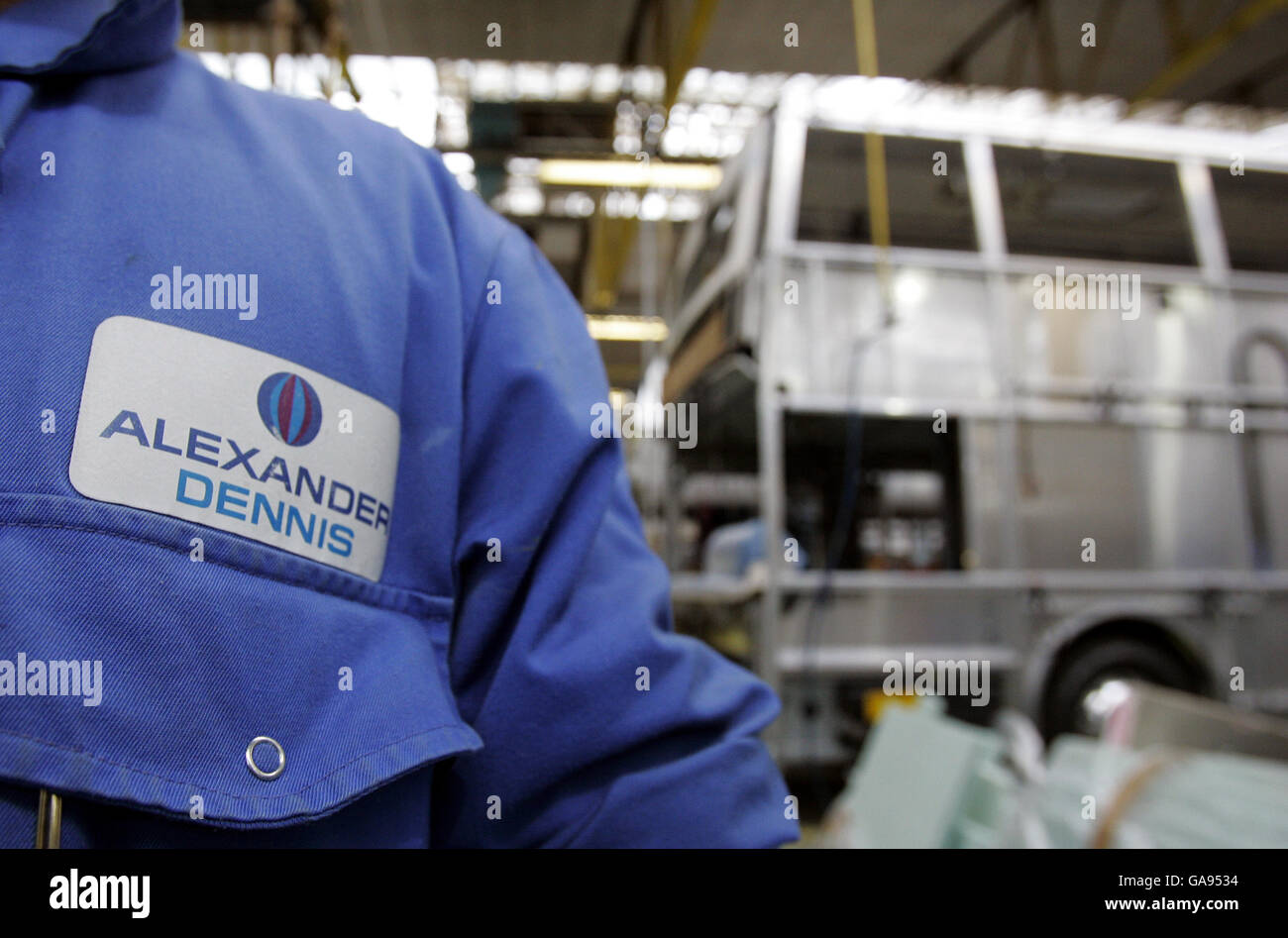 A general view of the production line at Alexander Dennis bus Factory ...