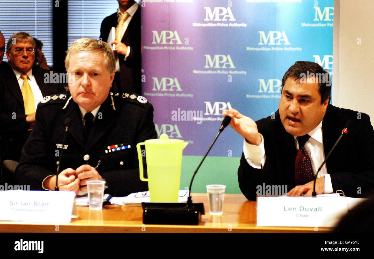 Metropolitan Police Commissioner Sir Ian Blair (left) and Len Duvall ...